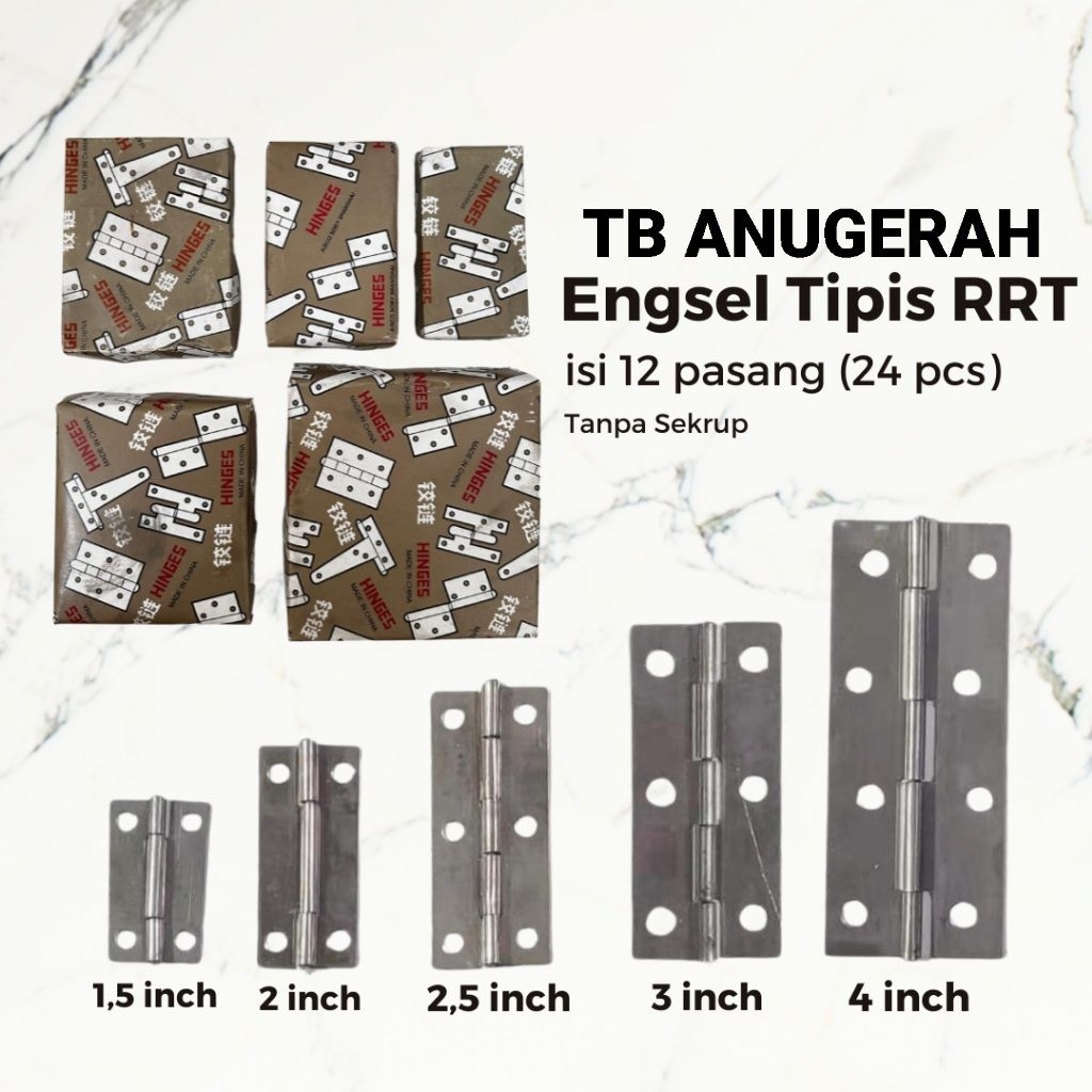Jual (1 Pasang isi 2 pcs & Sudah Termasuk Skrup) Engsel Tipis Plat Besi ...