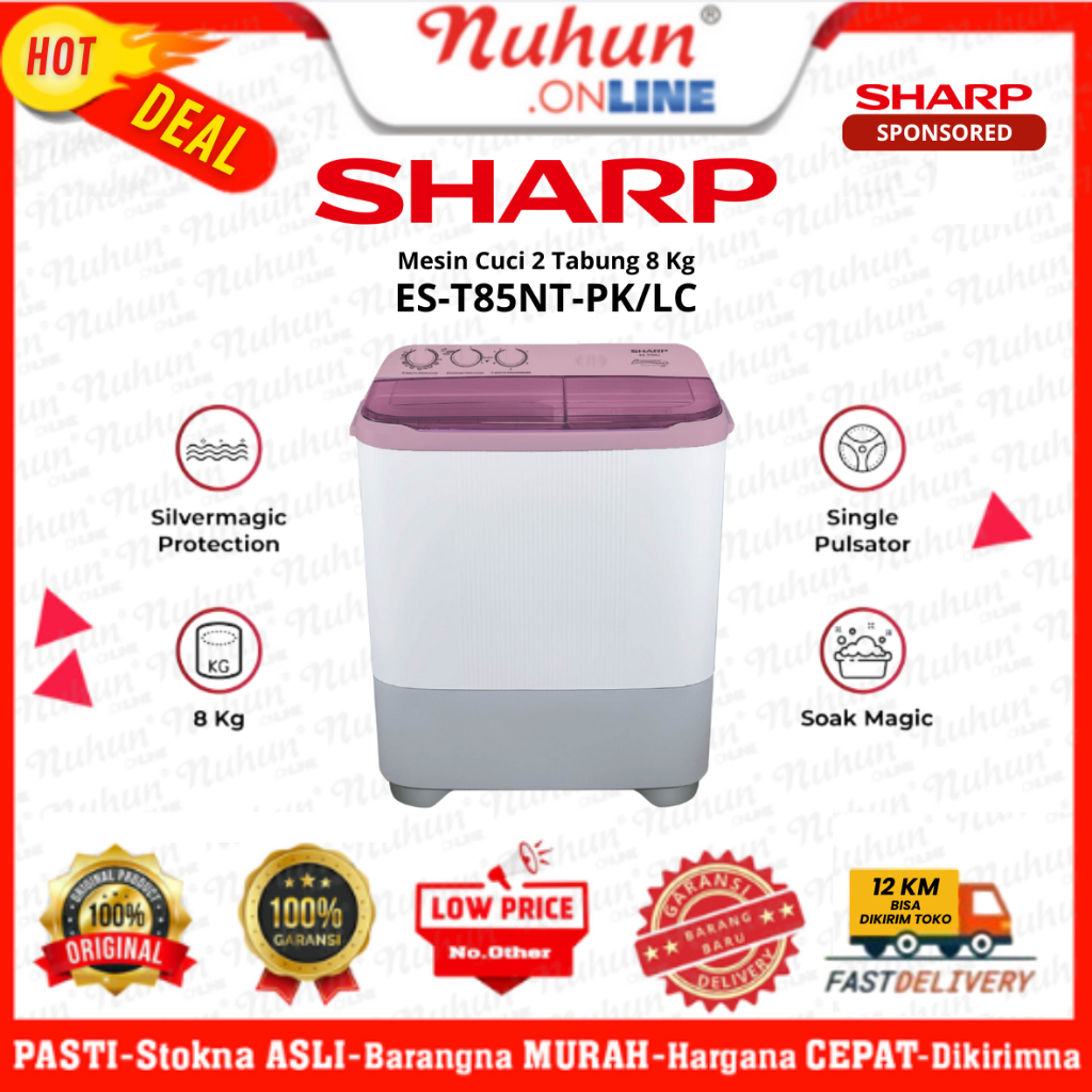 Jual Sharp Mesin Cuci ES-T85NT-PK/LC | 8kg Twin Tub Super Aquamagic Series | Shopee Indonesia