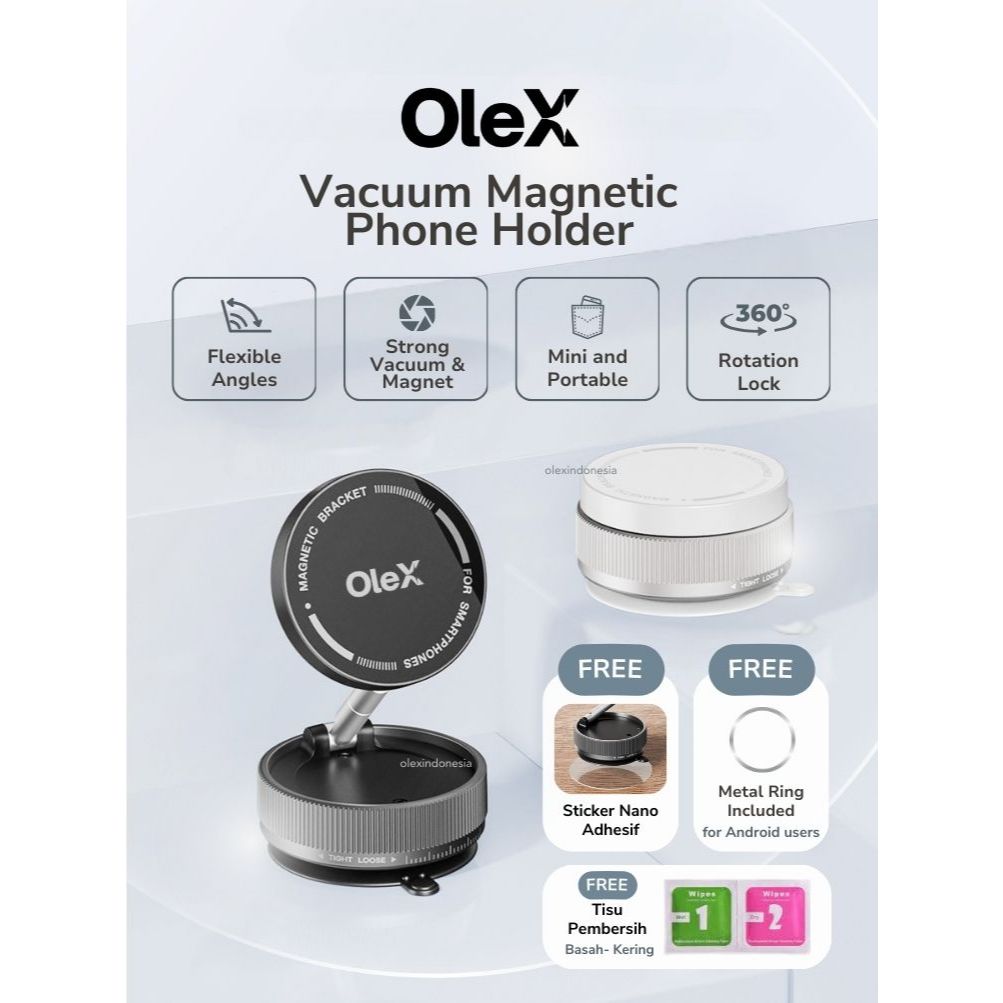 Jual Olex Vacuum Magnetic 360 Derajat Phone Holder Tripod Car Rotation ...