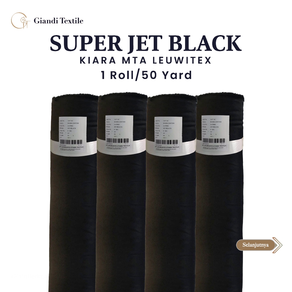 Jual Kain Super Jet Black Kiara MTA Leuwitex 1 Roll/50 Yard | Shopee ...