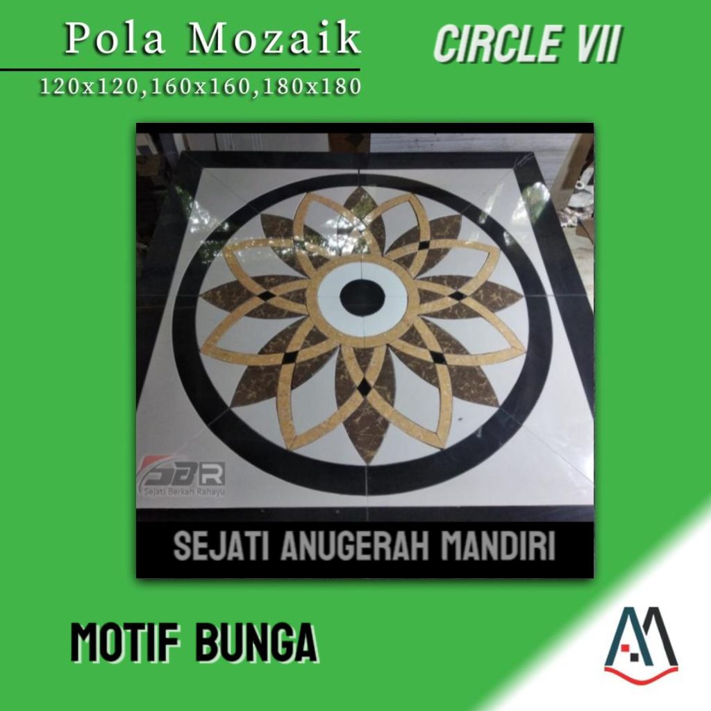 Jual granit pola mozaik motif bunga ukuran 120x120 - circle VII ...