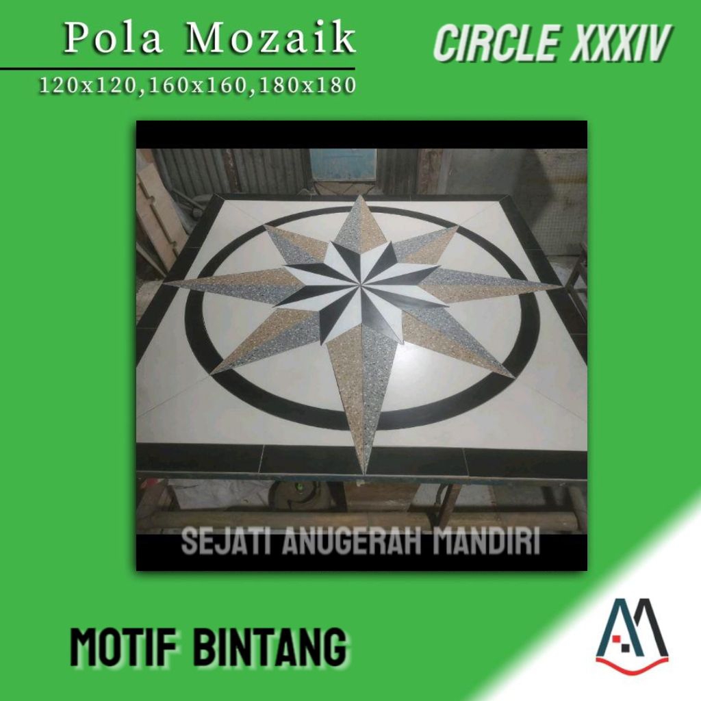 Jual granit pola mozaik motif bintang tekstur kasar ukuran 180x180 ...