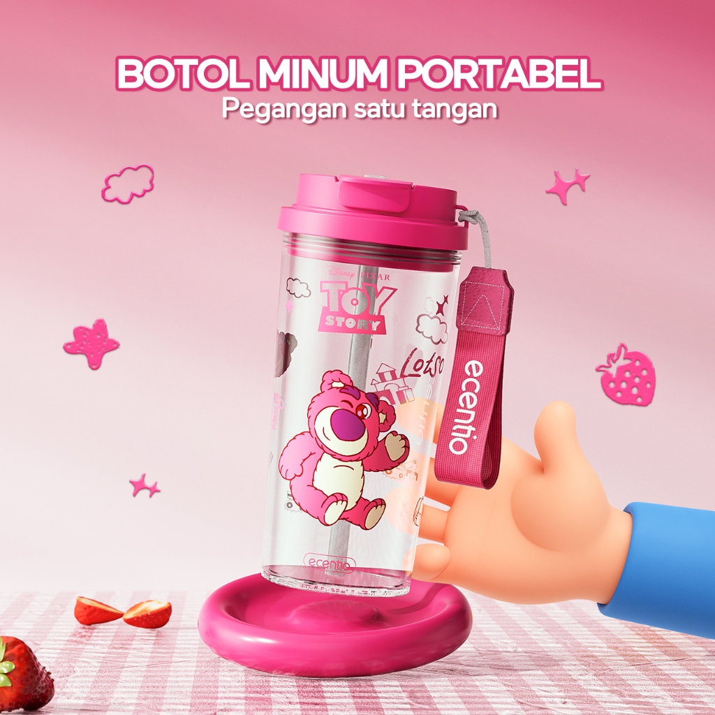 Jual ecentio×Disney tumbler stainless Seri Pink Disney botol minum ...