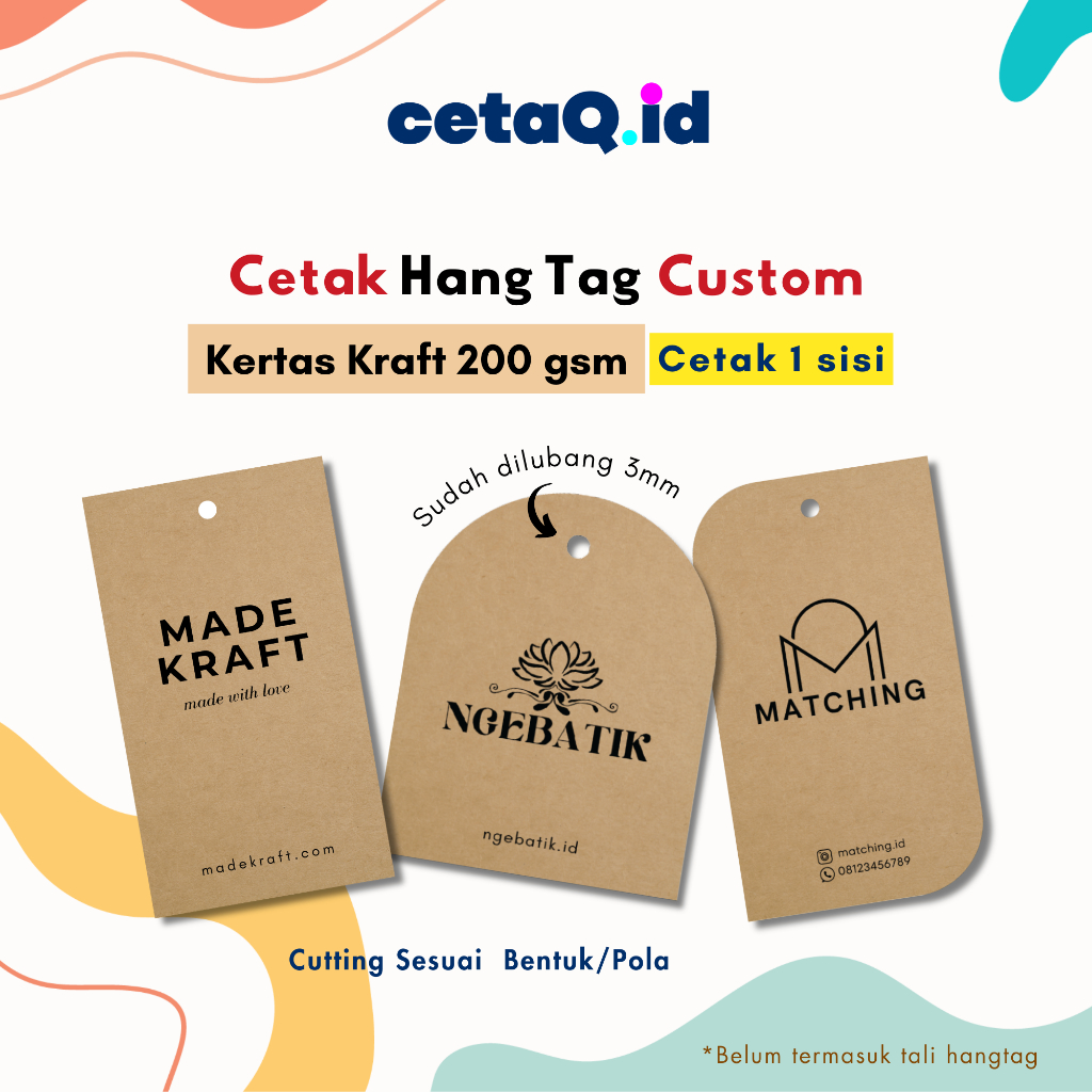 Jual Cetaq.id Hang Tag Kraft Custom 1 Sisi, Handtag Craft Coklat ...