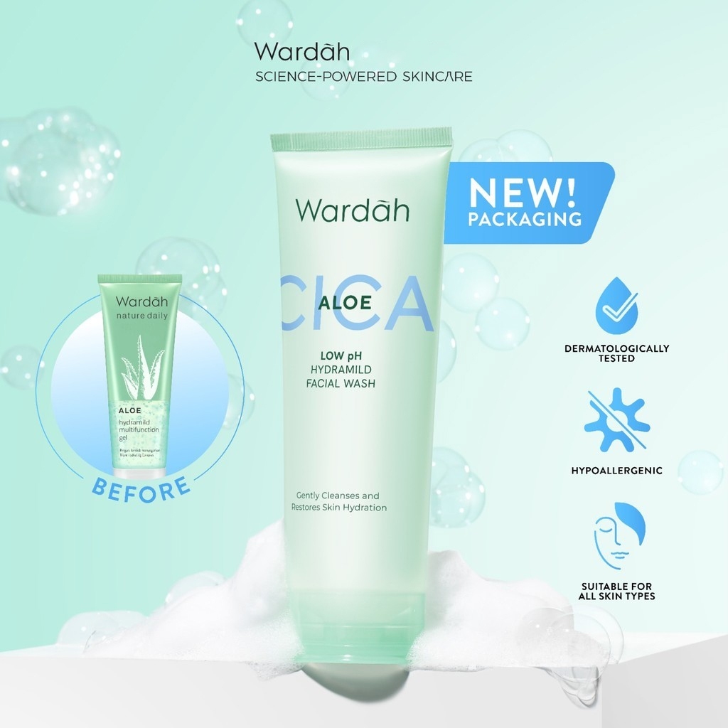 Jual Wardah CICA+ALOE LOW pH HYDRAMILD FACIAL WASH 100ml | Shopee Indonesia