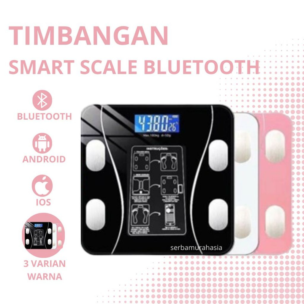 Jual Timbangan Badan Digital Bluetooth Tempered Glass Smart Body Fat ...