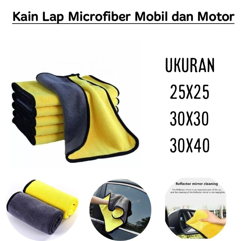 Jual Kain Lap Microfiber 2 sisi Kuning Abu 30x30cm Kain Lap Meja Kaca ...