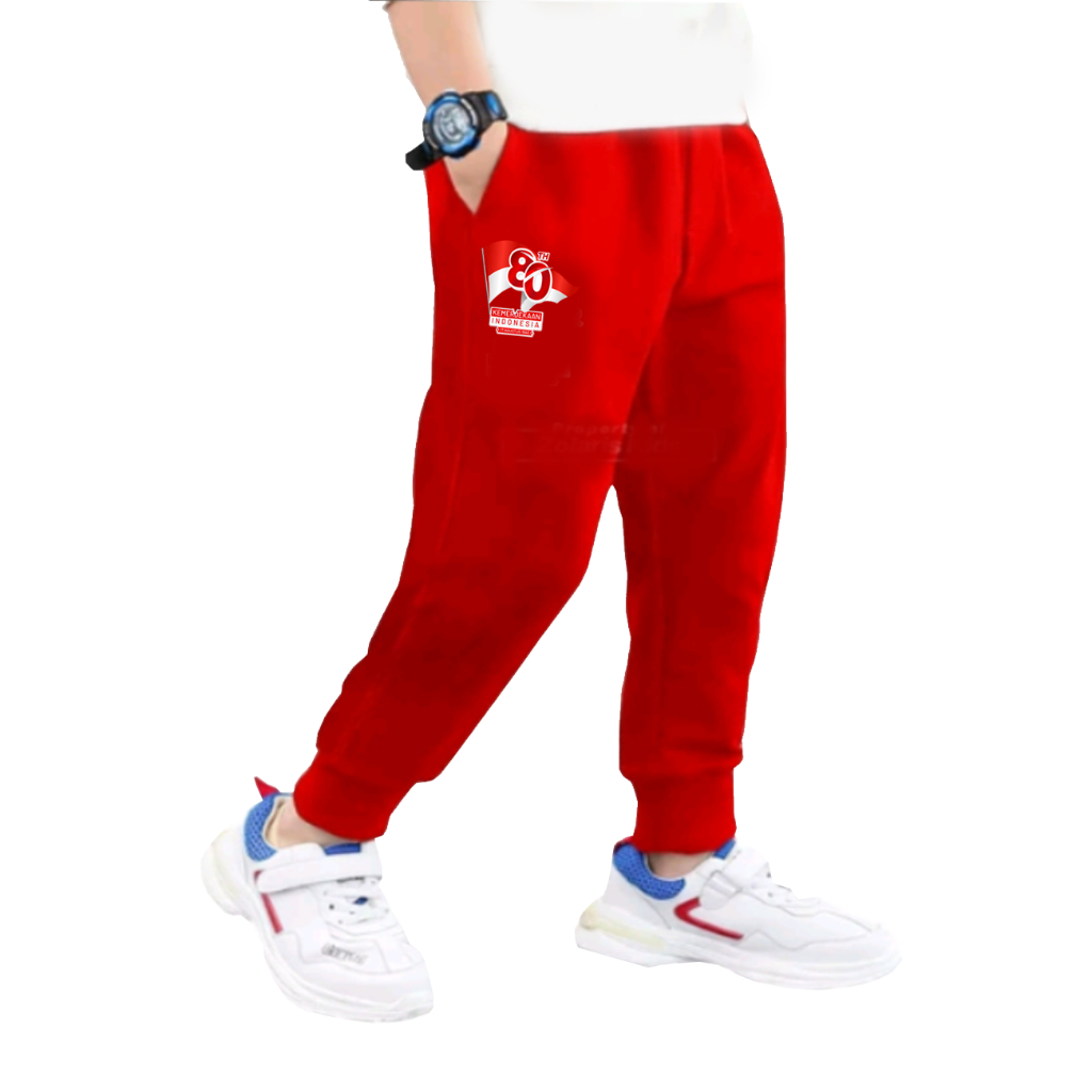 Jual Celana Panjang Joger Anak Agustusan agustus Hut RI Kemerdekaan Unisex Jogger Polos Anak 1 ...