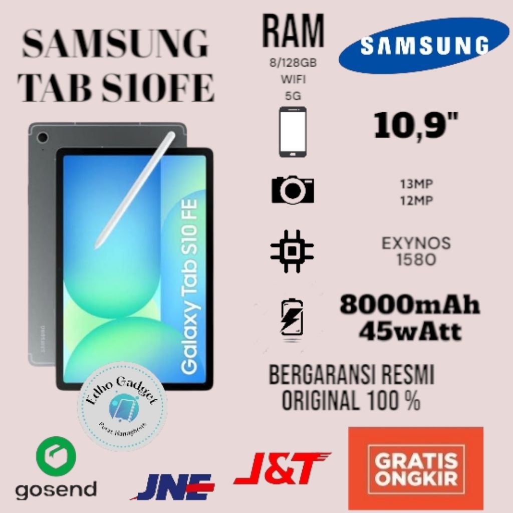 Jual SAMSUNG TAB S10FE WIFI & 5G RAM 8/128GB BERGARANSI RESMI SAMSUNG SEIN INDONESIA 1TAHUN ...