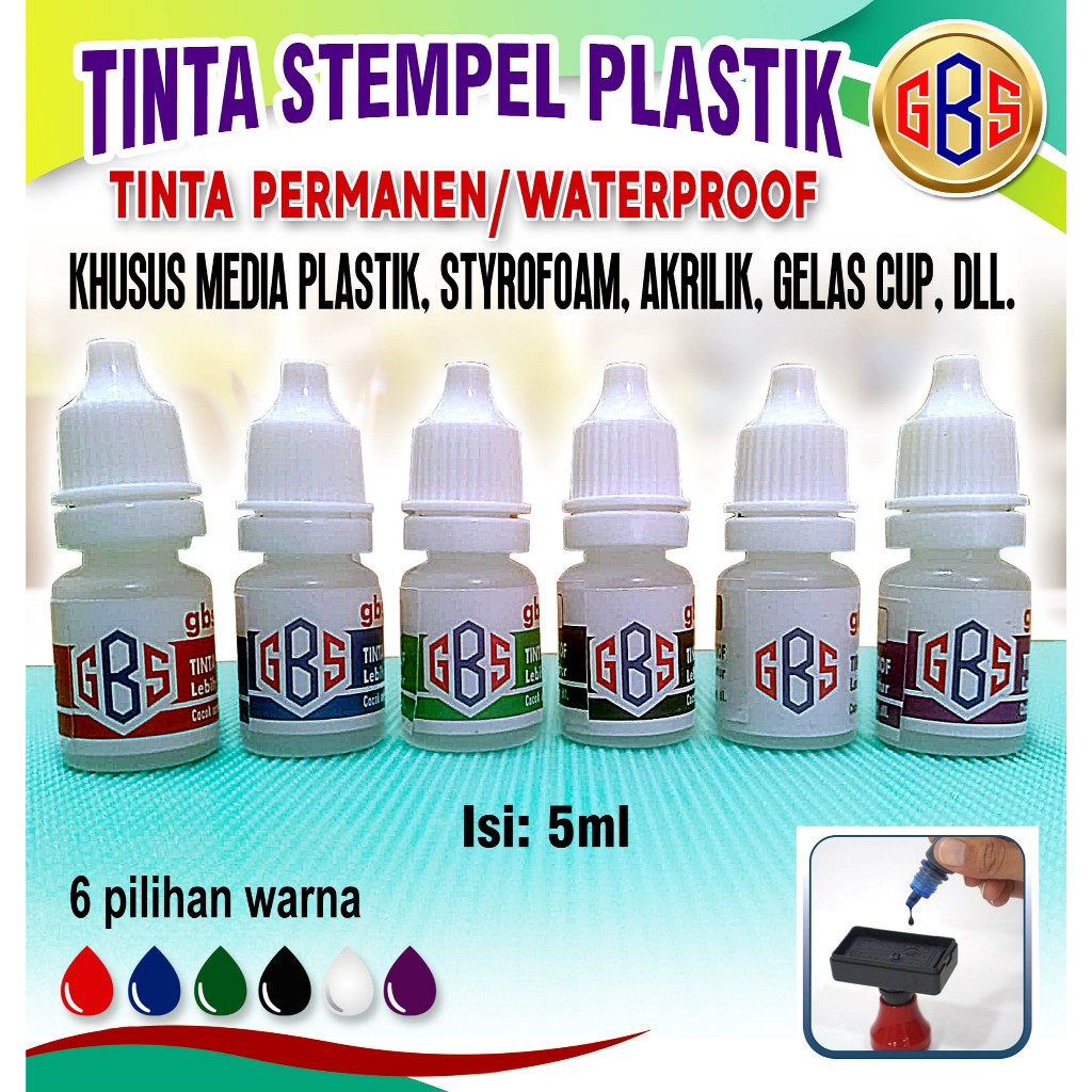 Jual Tinta stempel plastik | Tinta permanen waterproof isi: 5ml ...