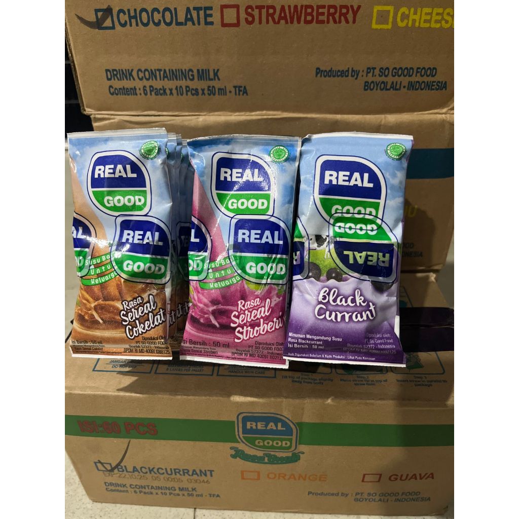 Jual Real Good Susu Uht / Susu Bantal 50 ml isi 60 pcs per Cartoon Rasa ...