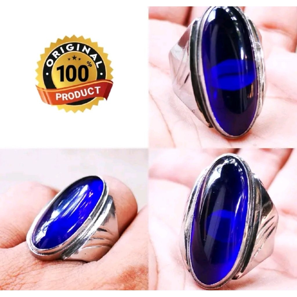 Jual Batu akik permata royal blue king shafire model pandan | Shopee ...