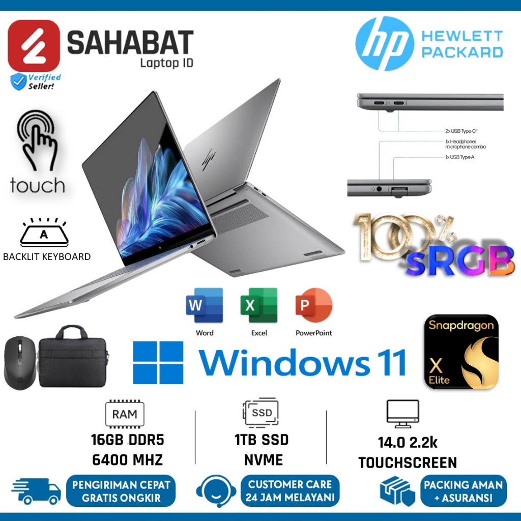 Jual Laptop Hp Omnibook X14 Snapdragon X Elite X1E78100 Ram 16GB 1TB ...