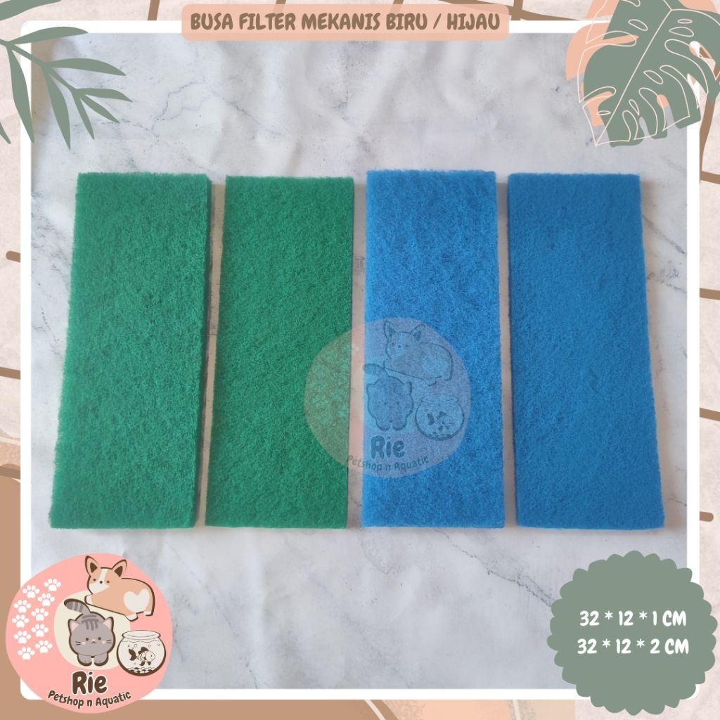 Jual Busa Filter Mekanis Biru / Hijau 32 x 12 cm Busa Filter Aquarium ...