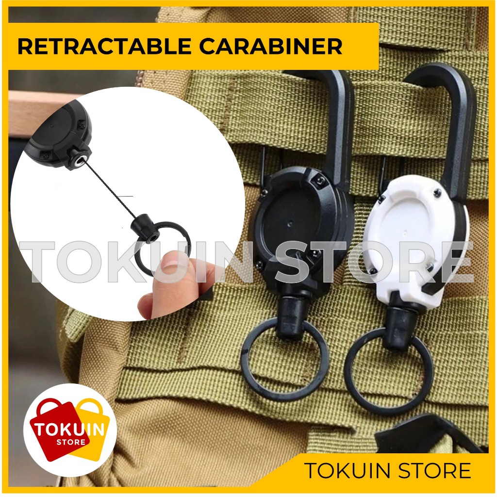 Jual Gantungan Kunci Tarik Tali Kawat Retractable Carabiner Karabiner ...