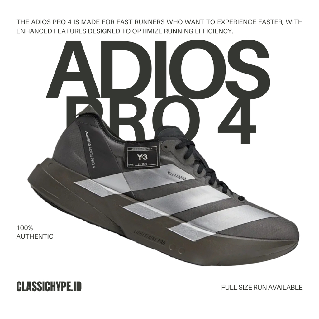 Jual Y-3 Adidas Adizero Adios Pro 4 Cinder Black 100% Original | Shopee ...
