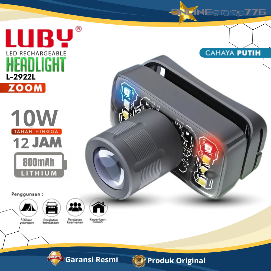 Jual Senter Kepala Luby L2922L Rechargeable – Lampu Kepala LED Cas ...