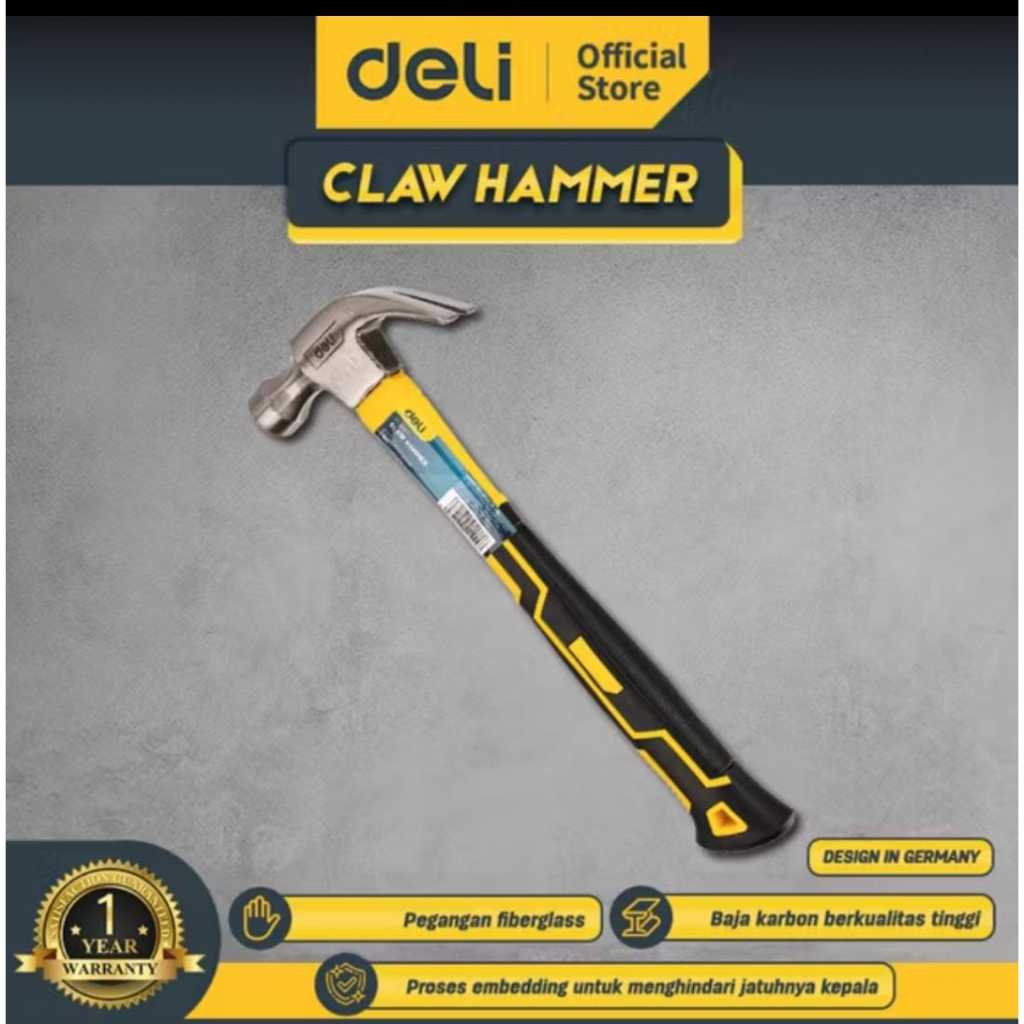 Jual Deli claw hammer alat perkakas EDL5001 palu kambing 8 OZ | Shopee ...