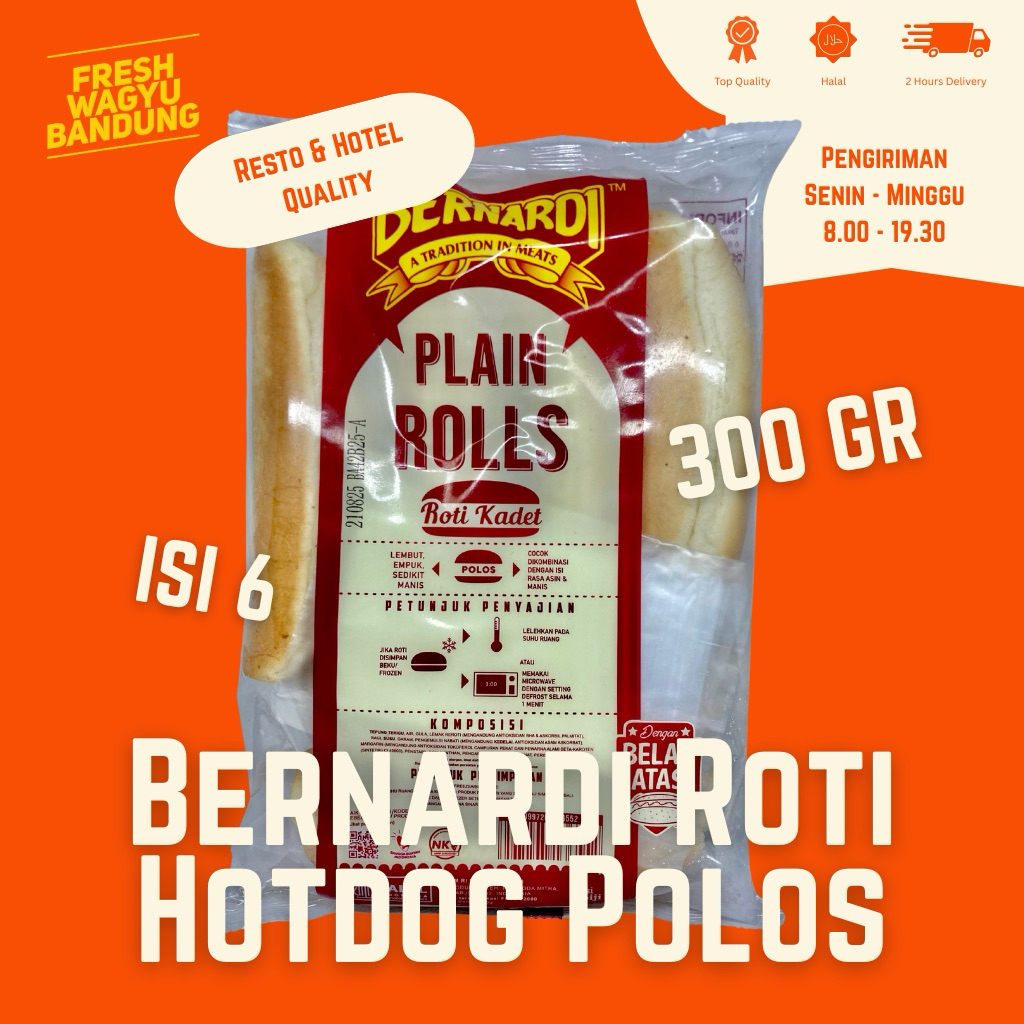 Jual BERNARDI ROTI HOTDOG POLOS PLAIN ROLLS ISI 6 Premium Bread Hot Dog ...
