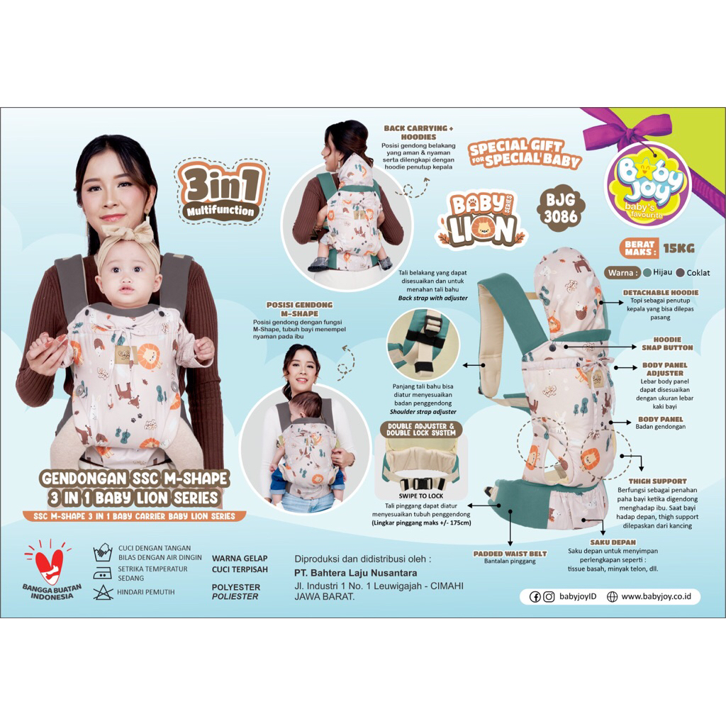Jual Baby Joy Gendongan SSC M Shape BJG3086 Baby Lion | Shopee Indonesia