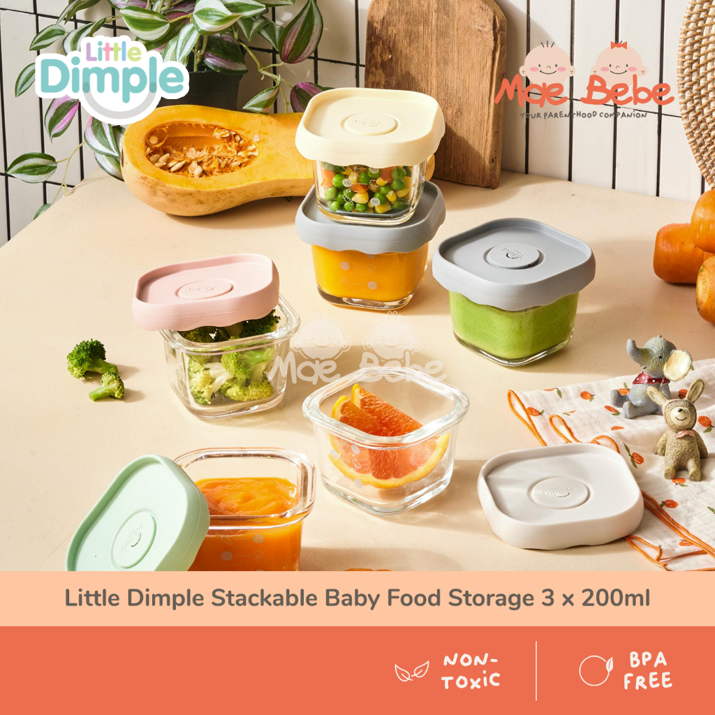 Jual Little Dimple FC823 Stackable Baby Food Storage Glass Container ...