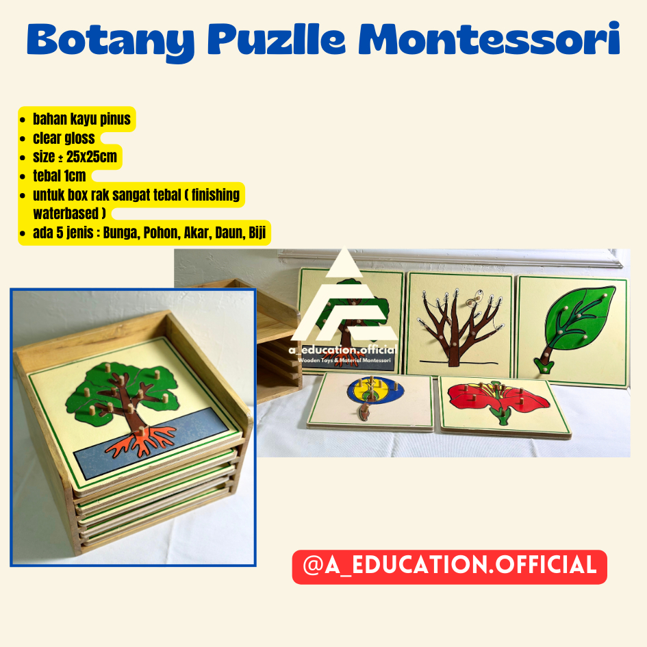 Jual Botany Puzzle Montessori puzzle tumbuhan bunga pohon akar daun ...