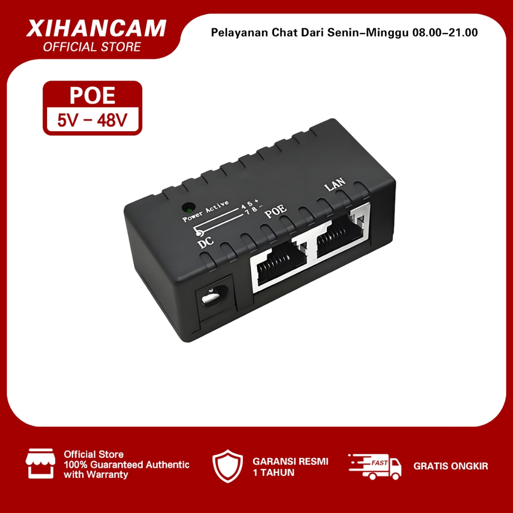 Jual XIHANCAM Passive POE Injector 100Mbps Single POE Adaptor Module 5V ...