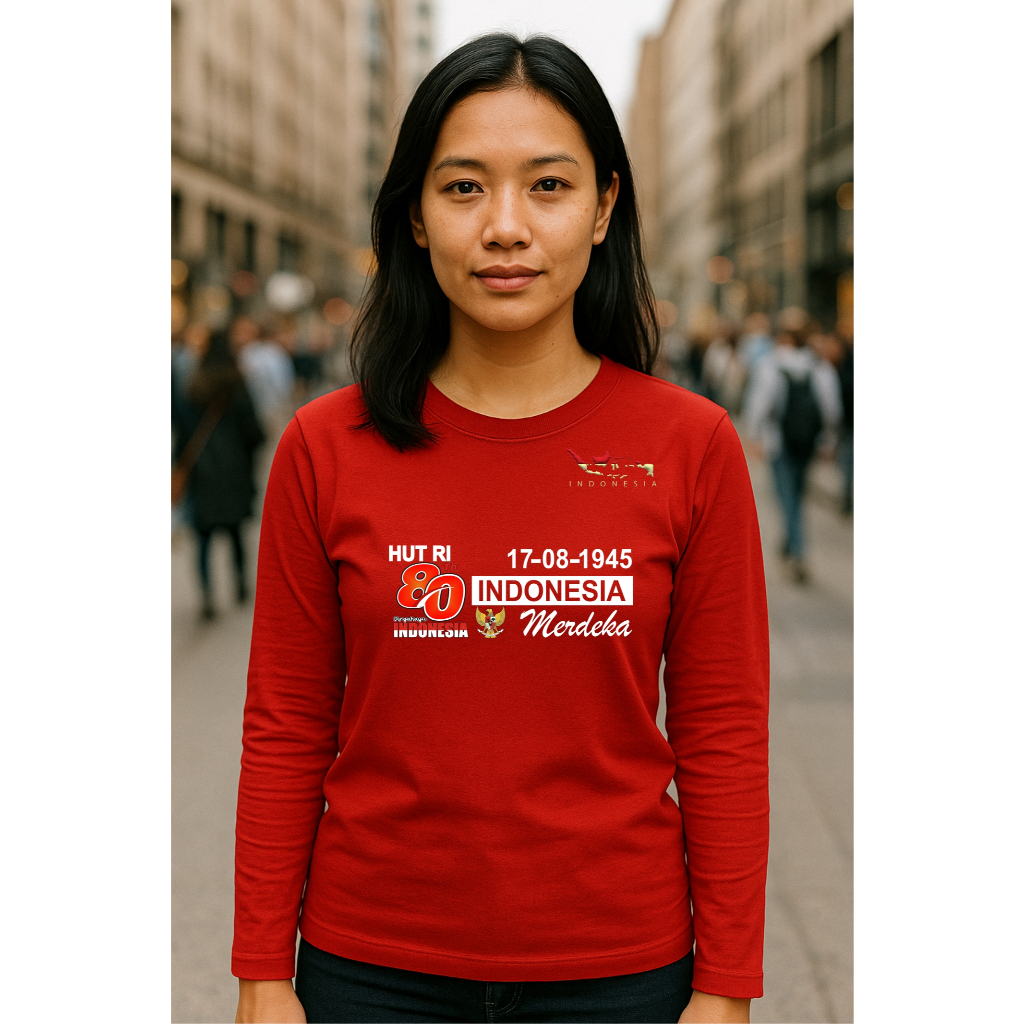 Jual Lengan Panjang Kaos Hut 80 Peta RI Kaos Terlaris 17 Agustus 1945 Kemerdekaan Indonesia Kaos ...