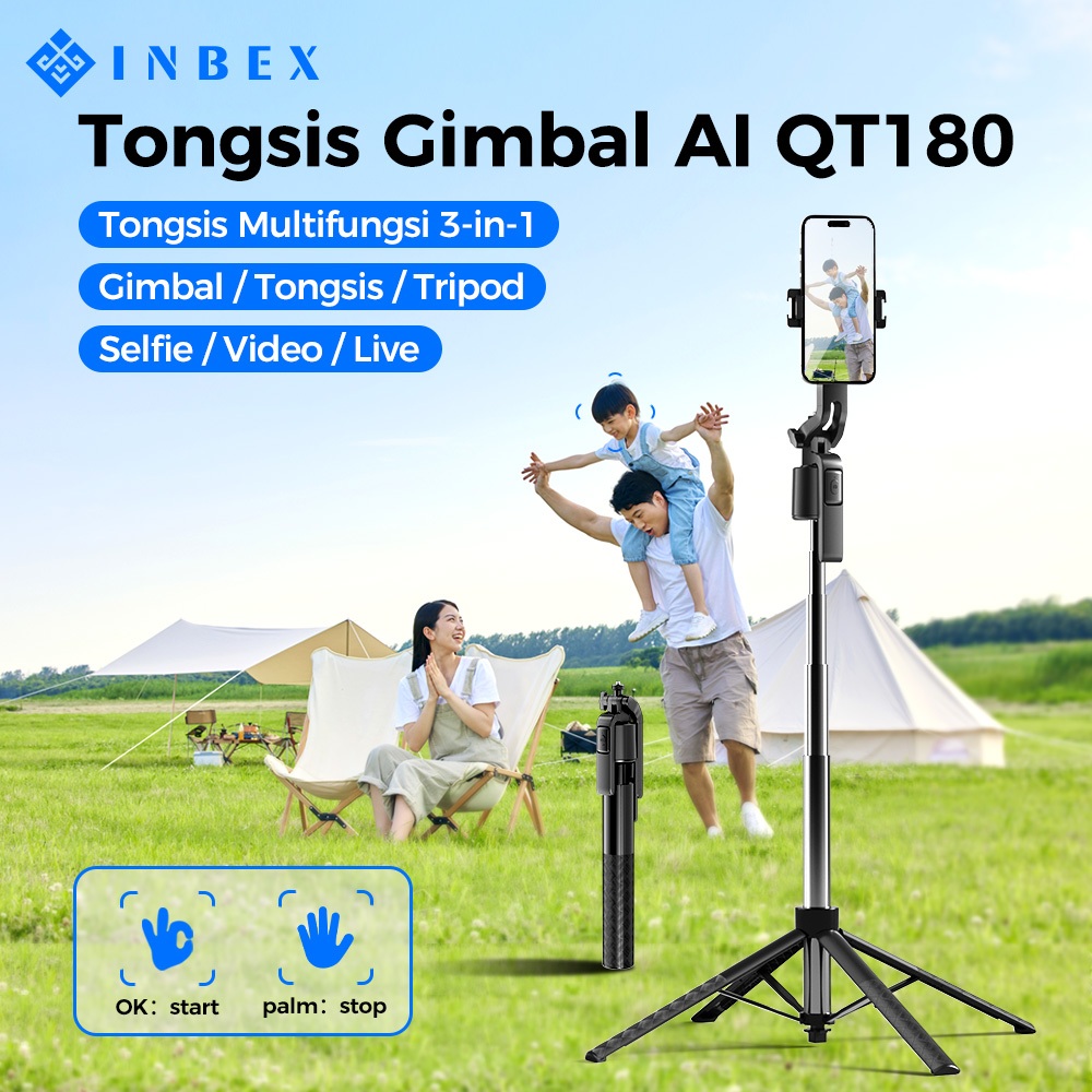 Jual INBEX Tongsis Gimbal AI QT180 Gimbal Stabilizer Handphone Auto ...