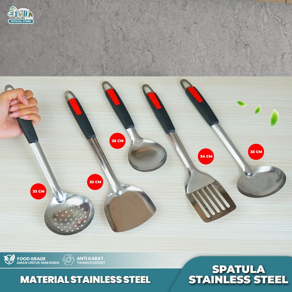 Jual Sinda Sodet Stainless Steel Spatula Sutil Penggorengan Centong ...