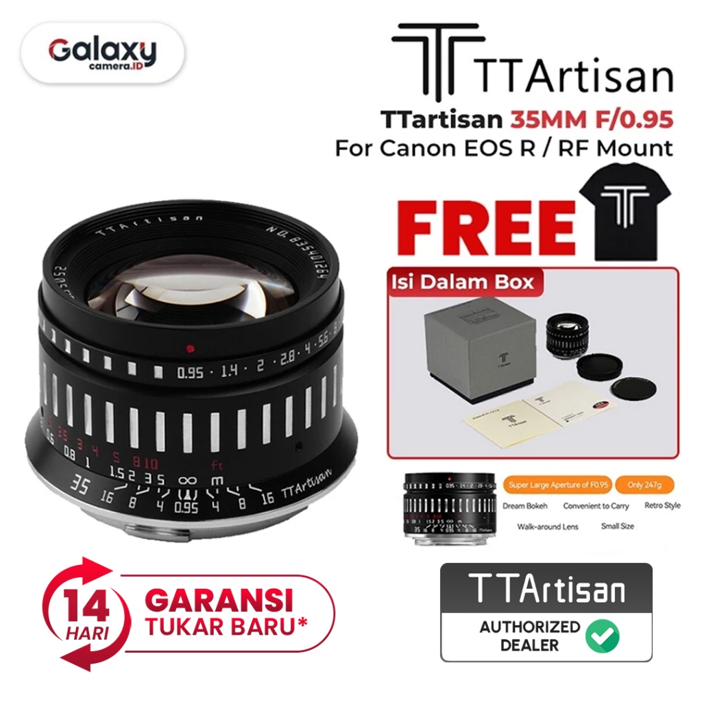 Jual Lensa TTArtisan 35mm F0.95 f/0.95 for Canon EOS R RF Mount Resmi ...