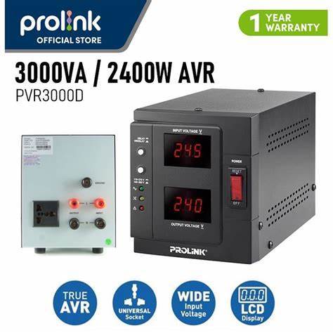 Jual Stabilizer Prolink 300VA 2400W PVR3000D AVR Relay Controlled with ...