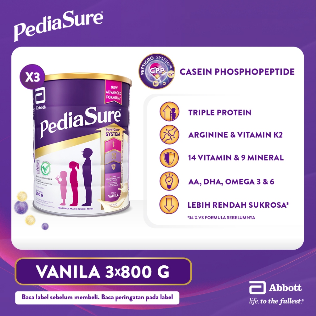 Jual PediaSure Vanila 800 g (1-10th) - Nutrisi Pertumbuhan - 3 pcs ...