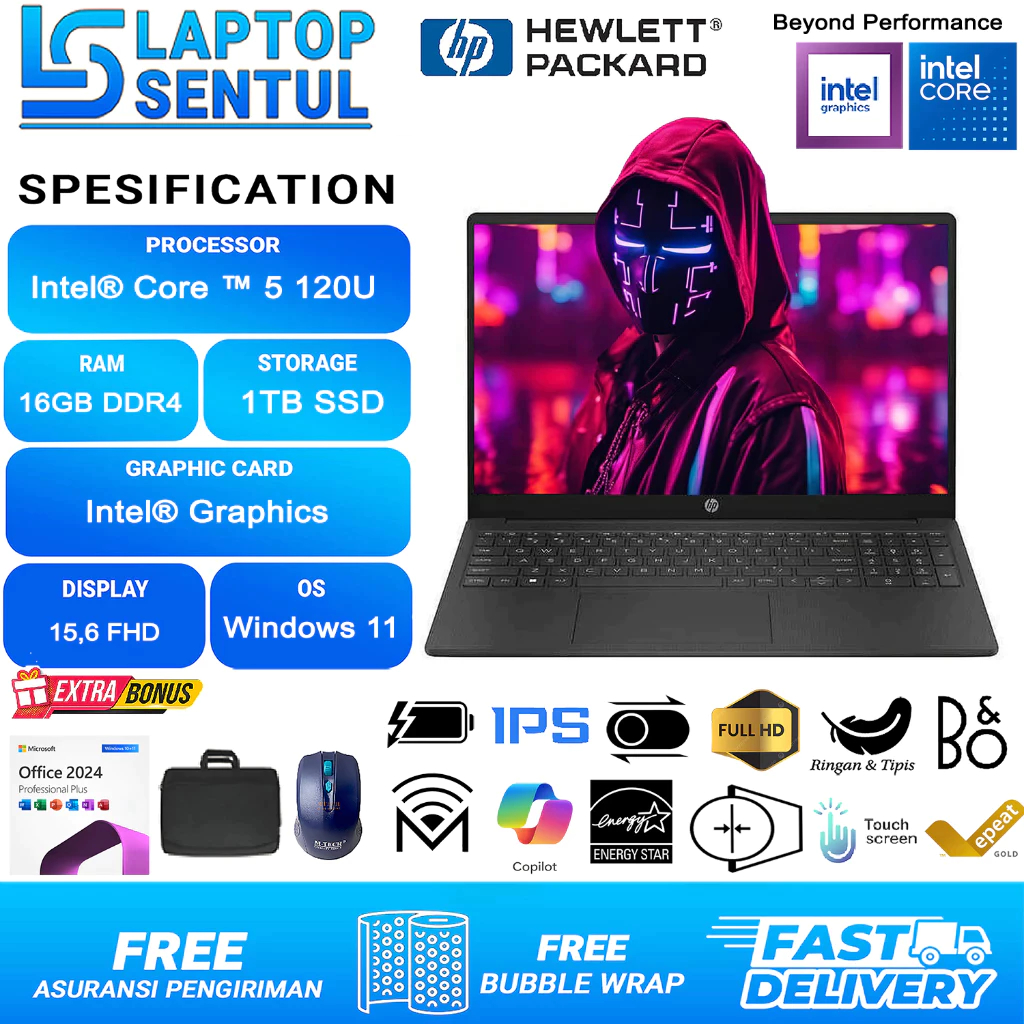 Jual Laptop Hp 15 Touchscreen Intel Core 5 120U Ram 24GB 1TB SSD FHD ...