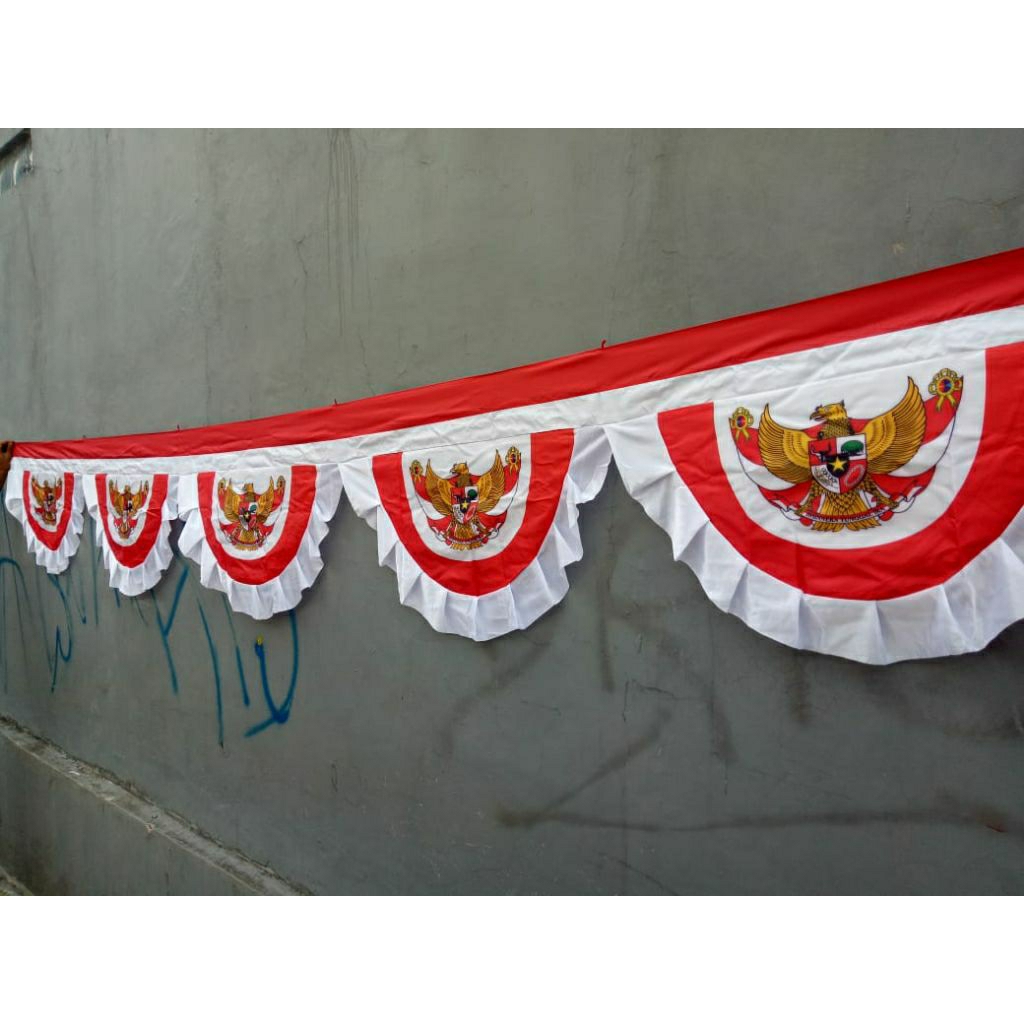 Jual Bendera background merah putih garuda jadul panjang 4 meter (5 gelombang) | Shopee Indonesia