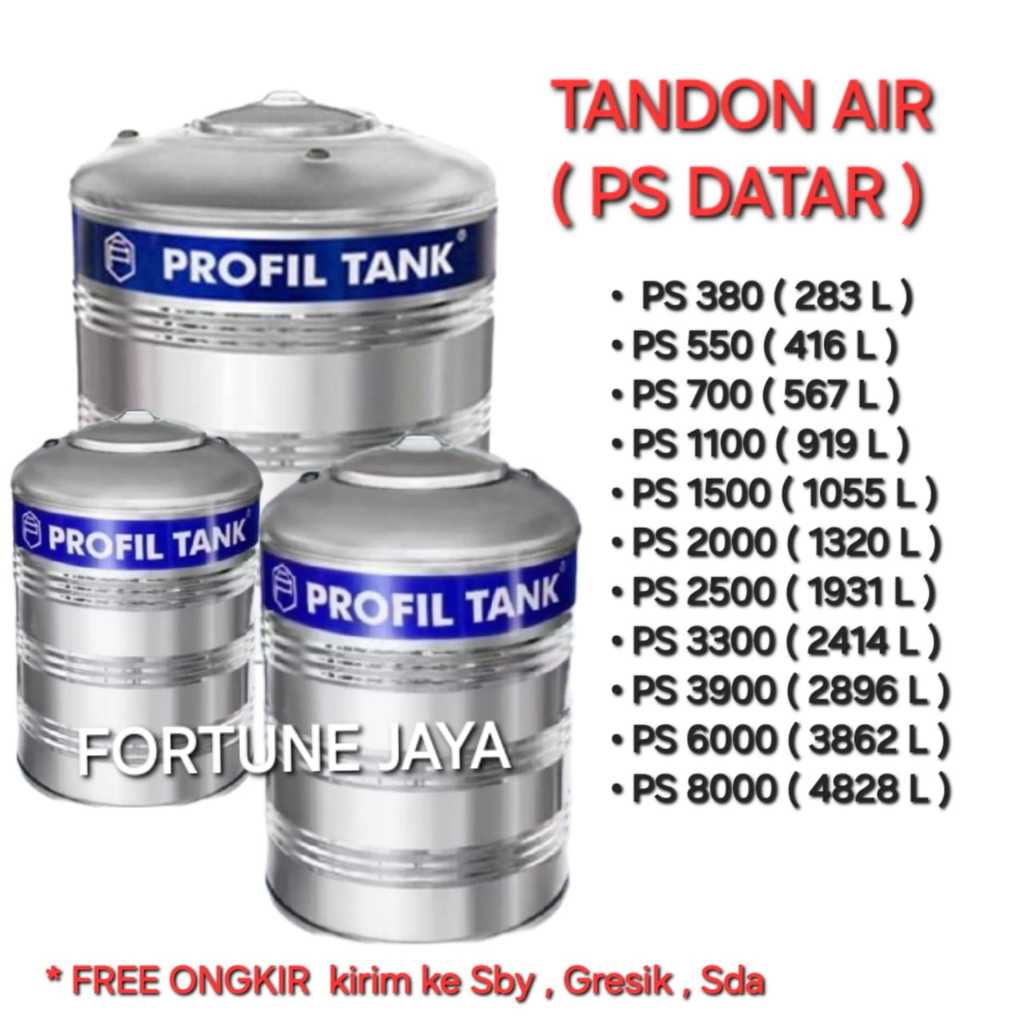 Jual TANDON AIR STAINLESS PROFIL TANK PS SERIES DATAR 380L - 8000L ...