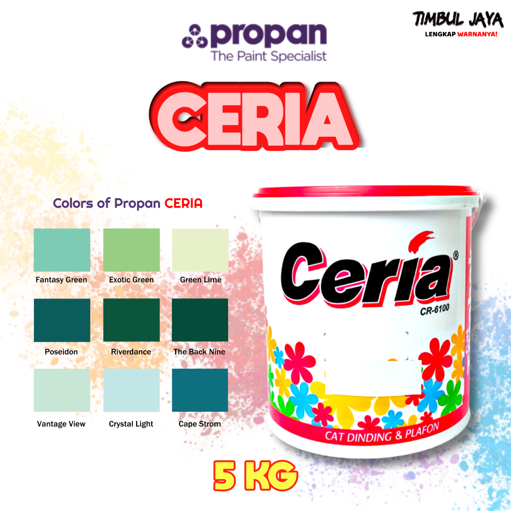 Jual CERIA Cat Tembok Propan 5 kg Hijau Interior / Cat Tembok 5 kg ...