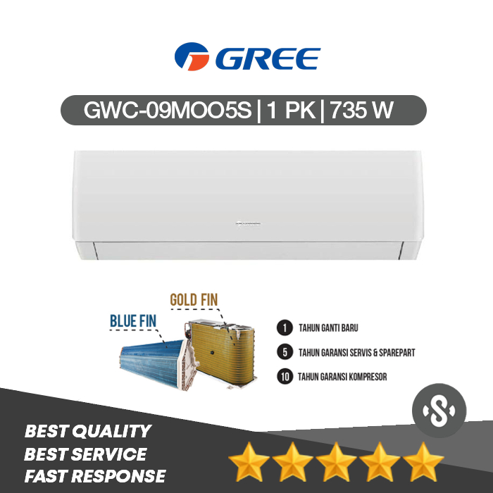 Jual AC GREE STANDART 1 PK GWC09MOO5S NON INVERTER REFRIGRANT R32 ...