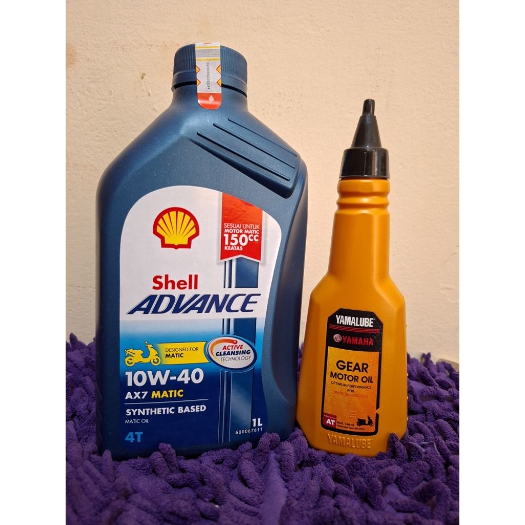 Jual Paket Murah Oli Mesin Shell AX7 MATIC 1L + Oli Gardan Gear ...