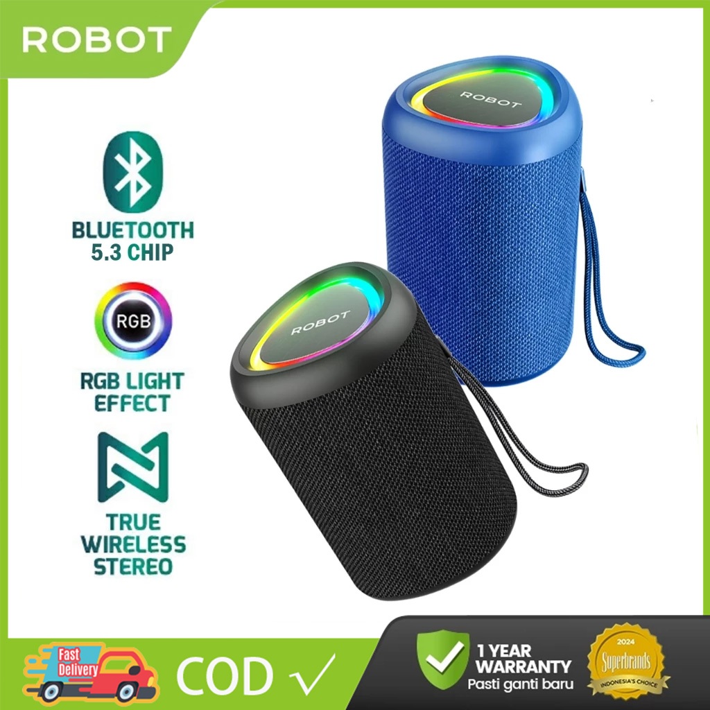 Jual ROBOT Bluetooth Speaker RB120 Bluetooth 5.3 RGB Waterproof IPX4 ...