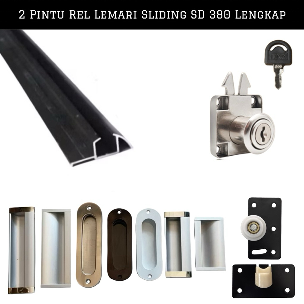 Jual Set Rel Lemari Sliding Model Timbul 380 2 Pintu , Rel Lemari Geser ...