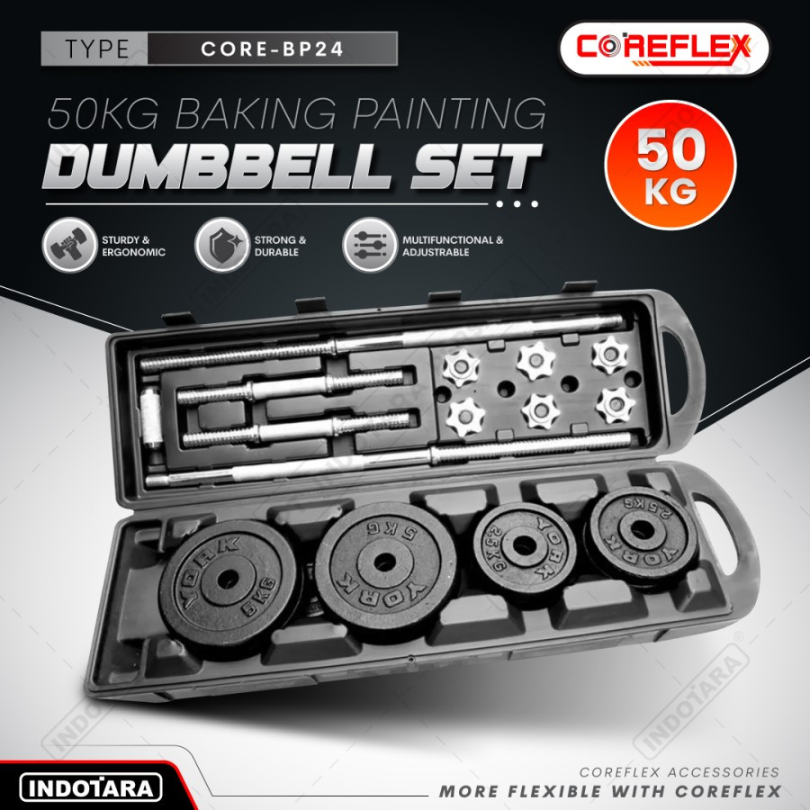 Jual dumbel besi set Dumbell Barbel Set Box Full Chrome 20kg 30kg 50kg ...