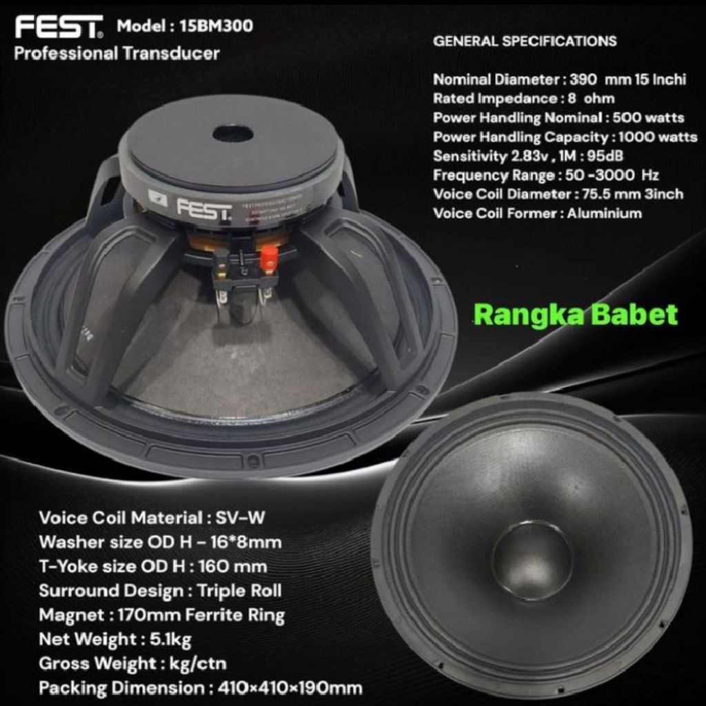 Jual Speaker component Fest 15BM300 original 15inch transducer | Shopee ...
