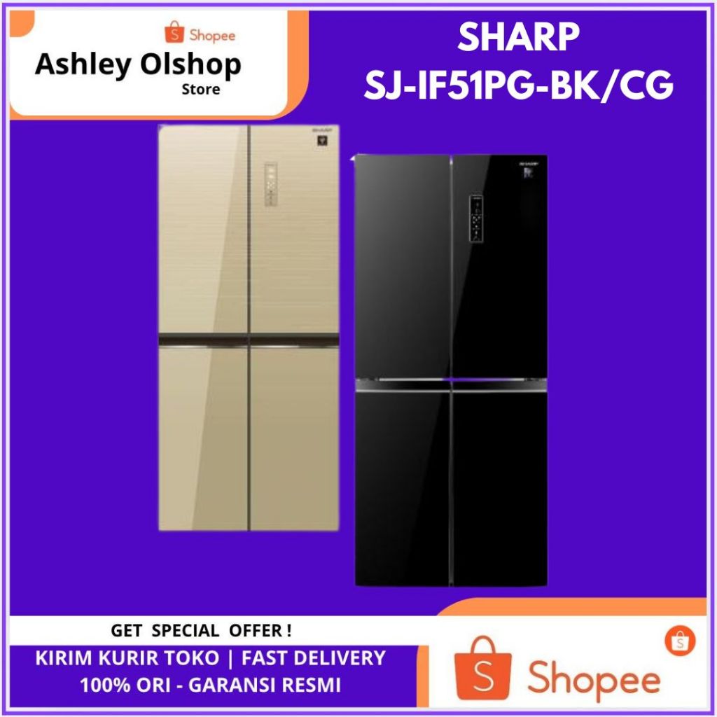 Jual KULKAS 4 DOOR SHARP - SJIF51PGBK / CG | KULKAS PINTU KACA SHARP ...