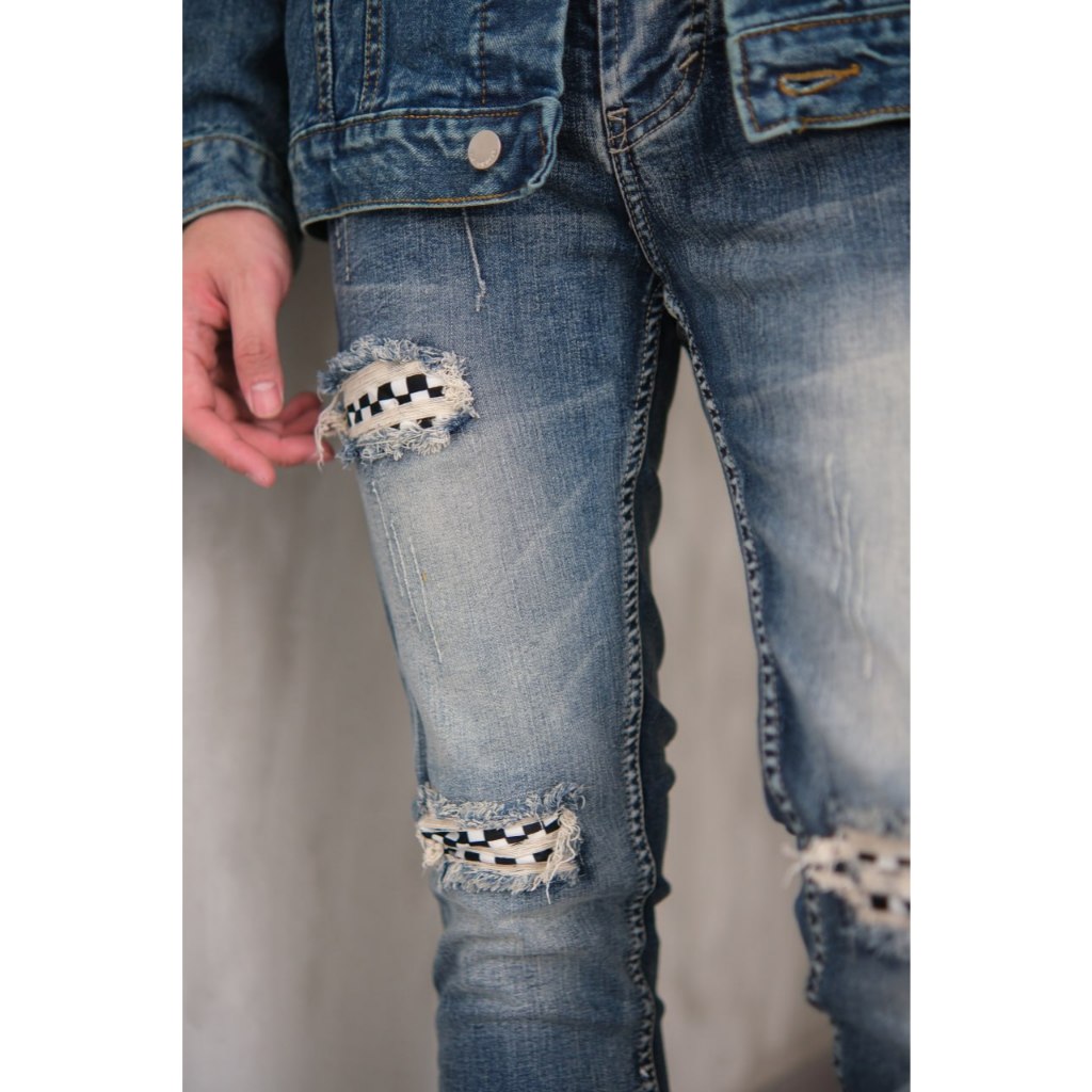 Jual Weird Jeans - Blue Chess - Celana Jeans Panjang Pria Slimfit ...