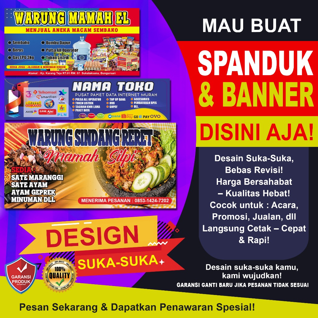 Jual Cetak Spanduk Banner Baliho Custom / Bahan Flexi China 280Gsm Proses Cepat 1Hari Jadi ...