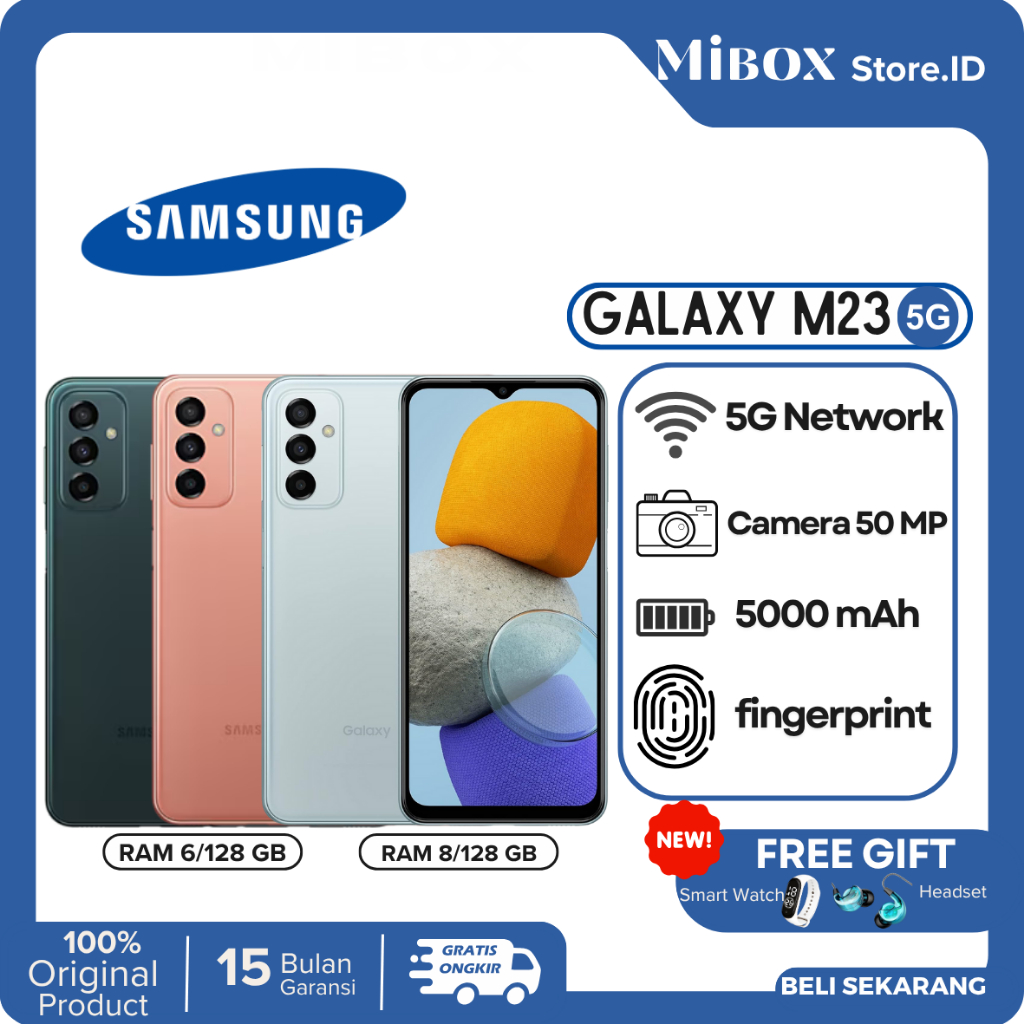Jual Samsung M23 5G | 6/128 GB Snapdragon 750G,50 MP 5000 mAh Garansi Resmi 1Tahun | Shopee ...