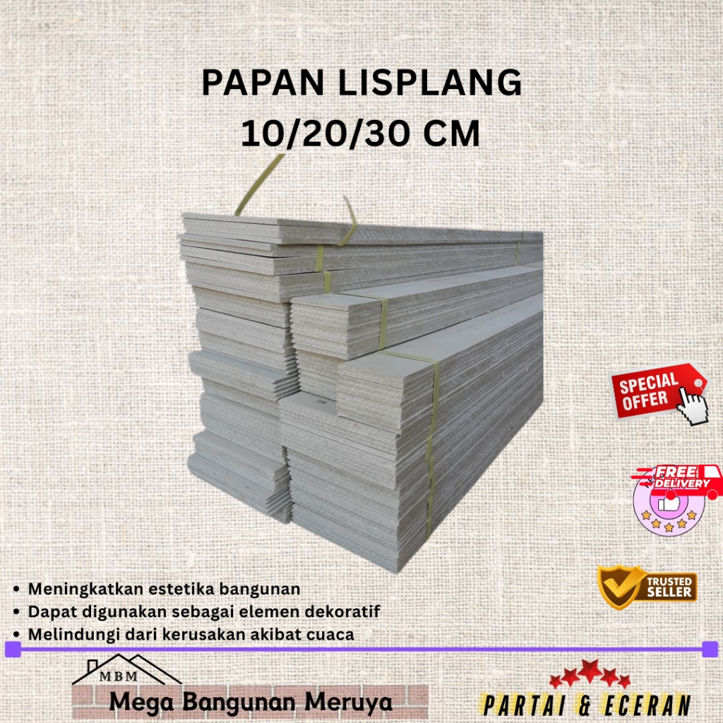 Jual Lisplank Grc 30 cm 3 m / TimberPlank Urat Kayu Grc / Lisplang ...