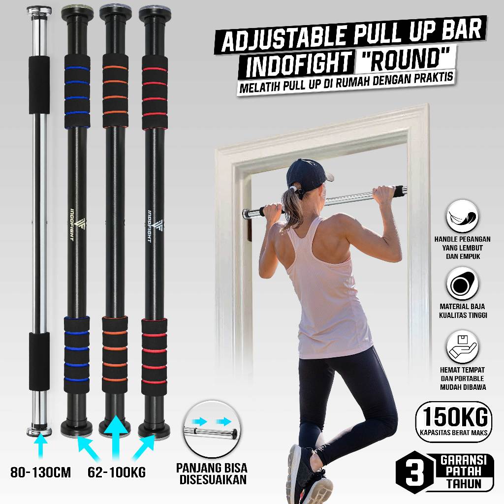 Jual Adjustable Pull Up Bar Indofight 62-100cm Pullup Bar Pintu Alat ...