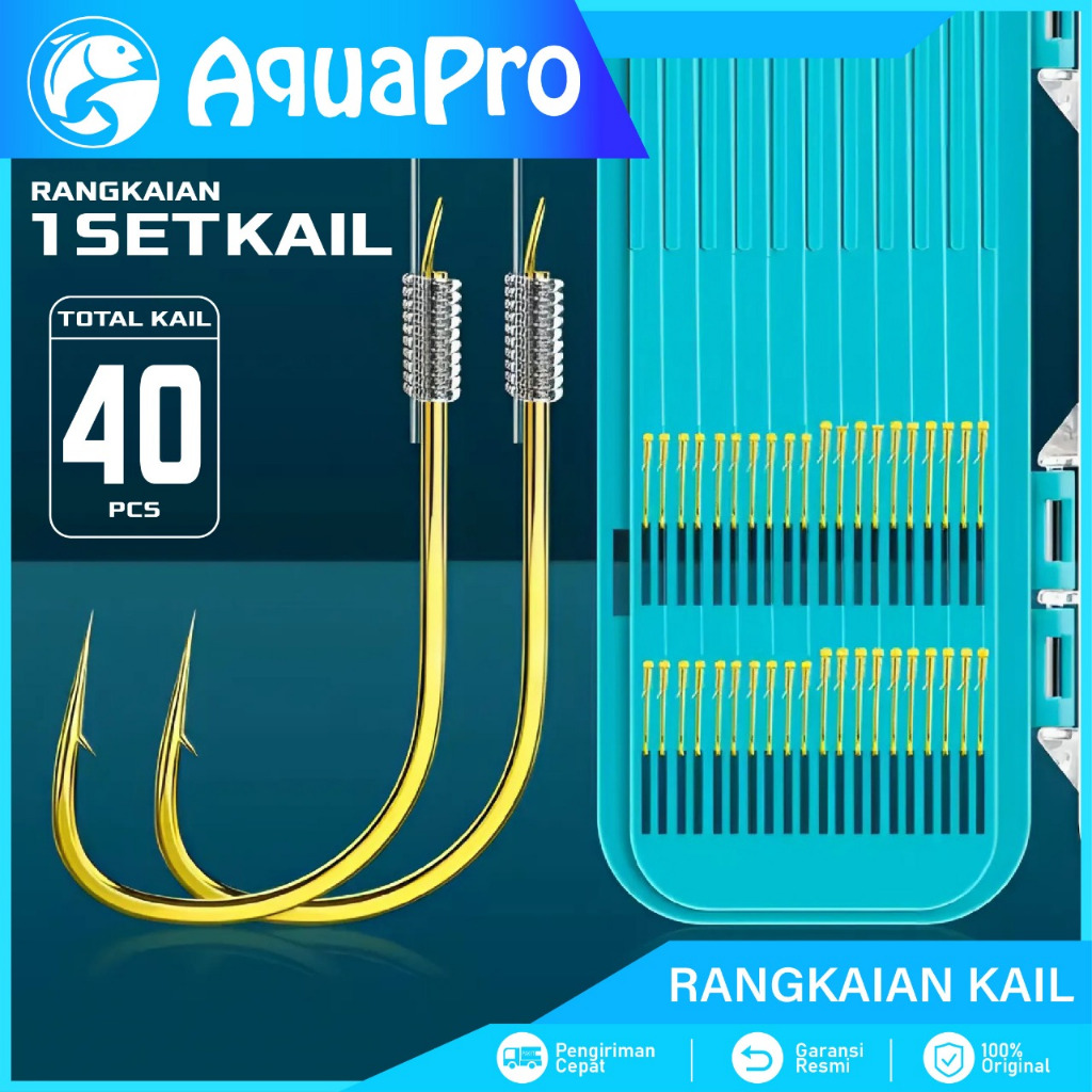 Jual Aquapro Rangkaian Pancing Mata Kail Isi 20 Rangkai Set + Box ...